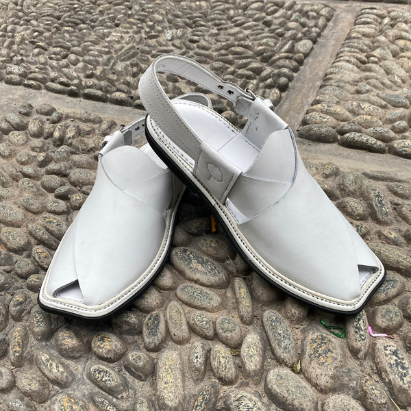 Charssada Chappal white -Pure Leather Handmade – Lala Shabbir Chappal